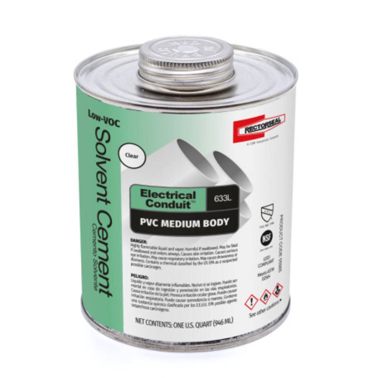 PVC Cement, Medium Body, Fast-Set, Clear, 1 Pint By Rectorseal 55983 ...